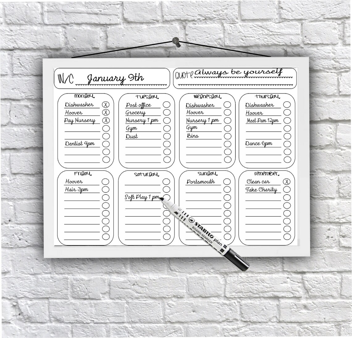 Large A3 reusable weekly planner family weekly calender | Etsy