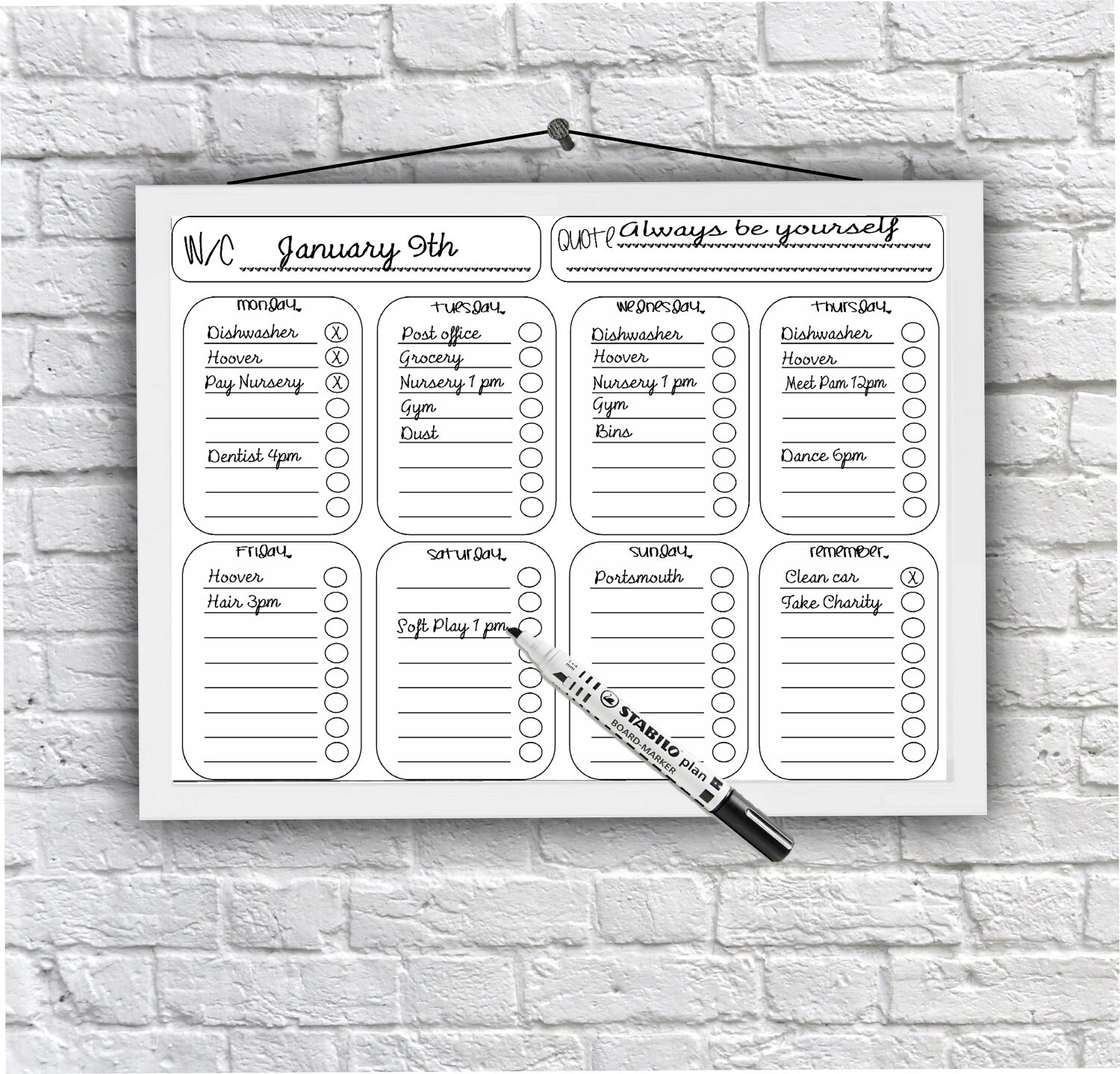 Large A3 Reusable Weekly Planner Family Weekly Calender - Etsy