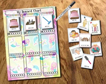 Girls Reward Chart Kids Pictures DIY Routine Chart | Etsy