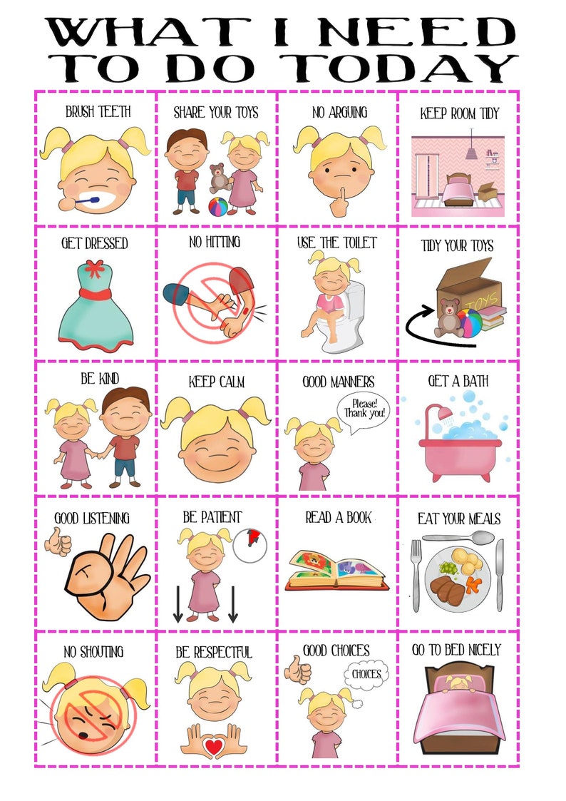 Girls Daily Routines Download printable kids planner | Etsy