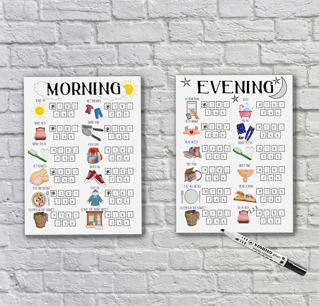 Kids Daily Schedule, Morning and Evening Routine, Printable, Pictures ...