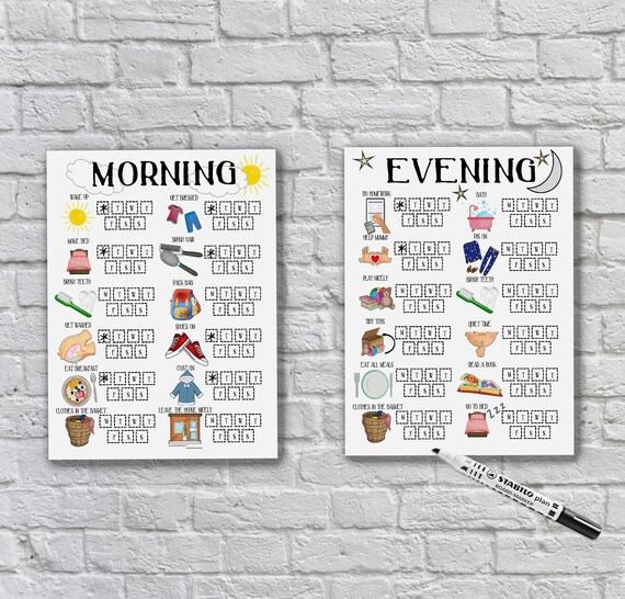 Kids Daily Schedule Morning and Evening Routine printable | Etsy