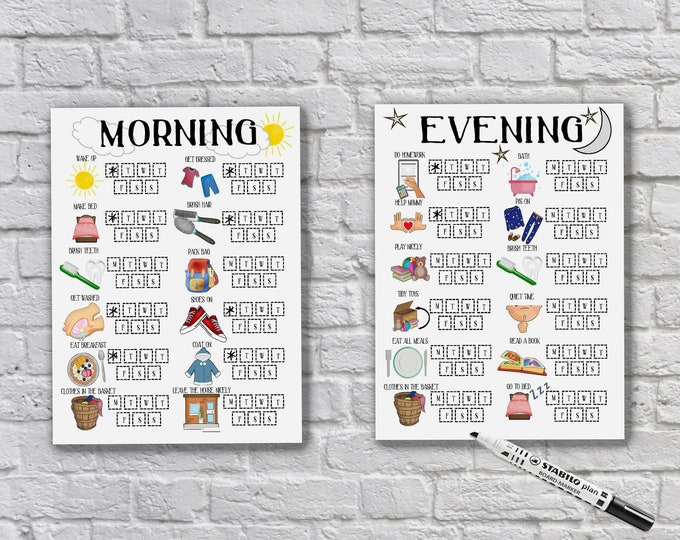 Kids Daily Schedule, Morning and Evening Routine, Printable, Pictures ...