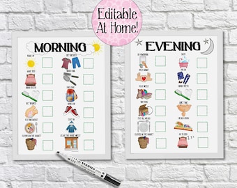 Kids Reward Chart Editable Routine Chart Customised | Etsy