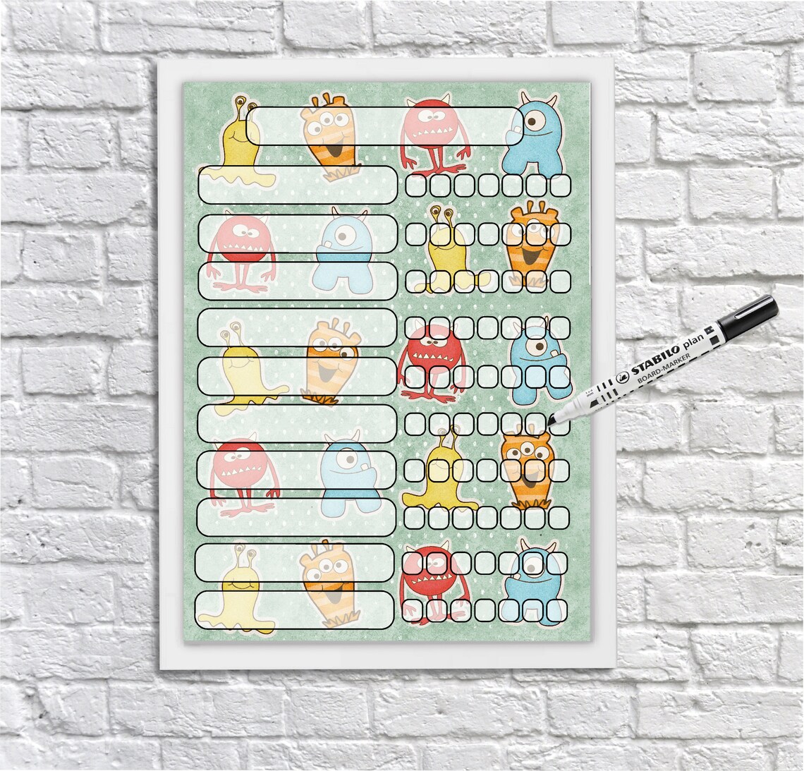 Monster Reward Chart Editable Print at Home Star Chart - Etsy