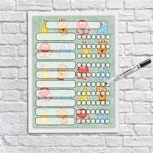 Monster Reward Chart, Editable, Print at Home, Star Chart, Kids Weekly ...