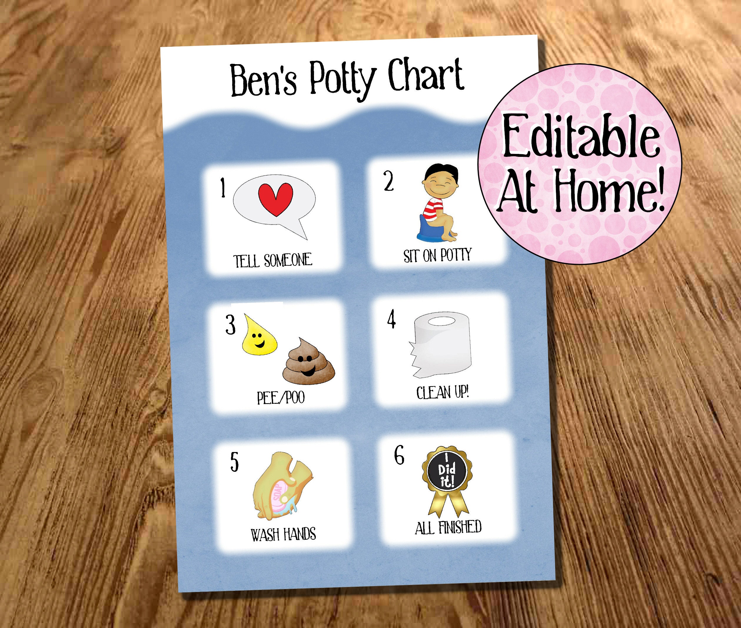 Potty Chart Toilet Chart Customised Checklist Editable - Etsy UK