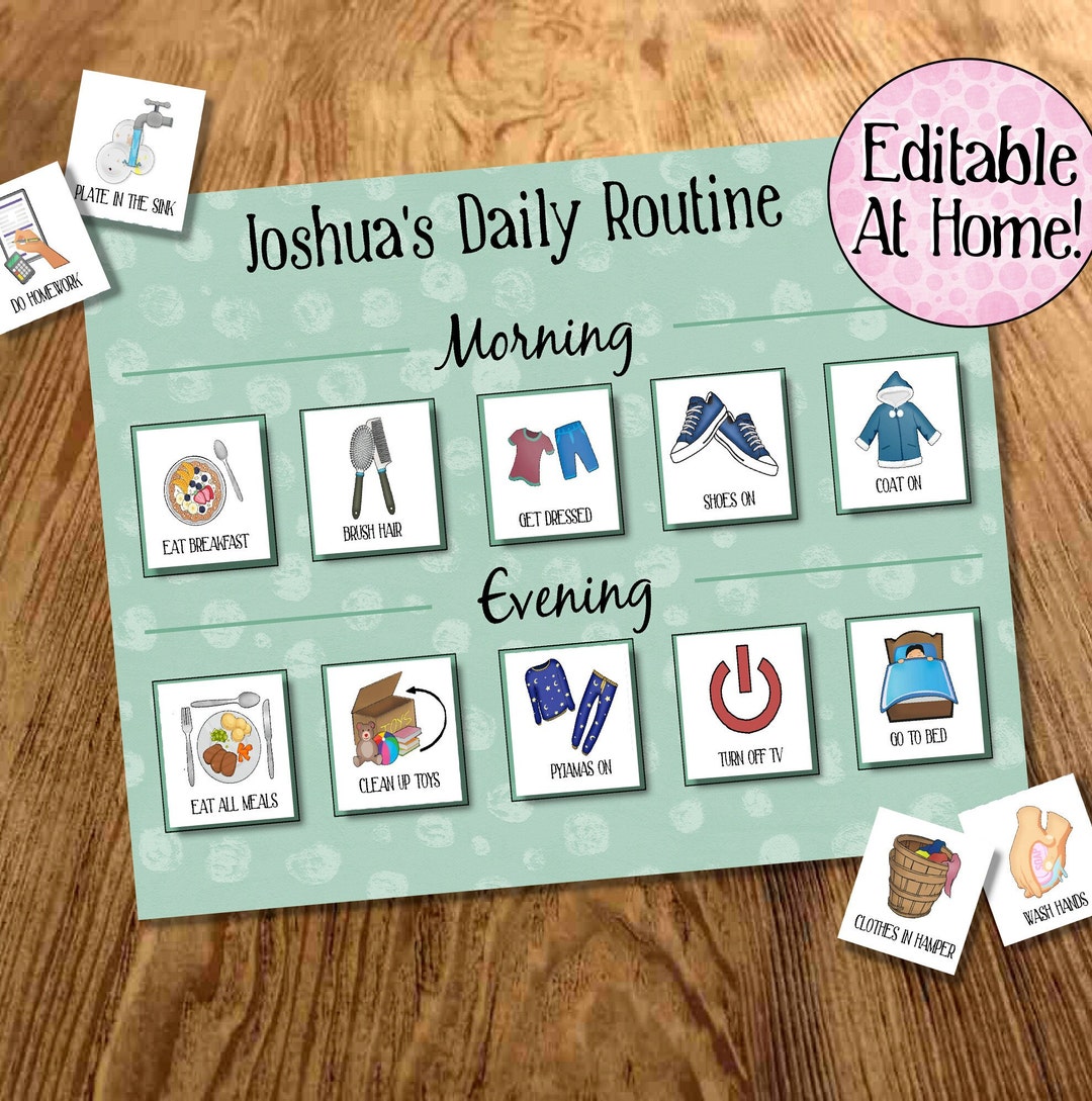 Kids Daily Routine, Custom Reward Chart, DIY, Editable Printable ...