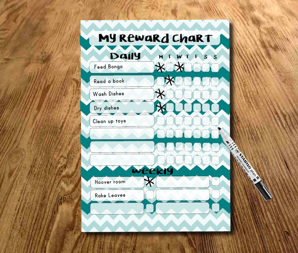 Reward Chart Edit at home Star Chart children's weekly | Etsy
