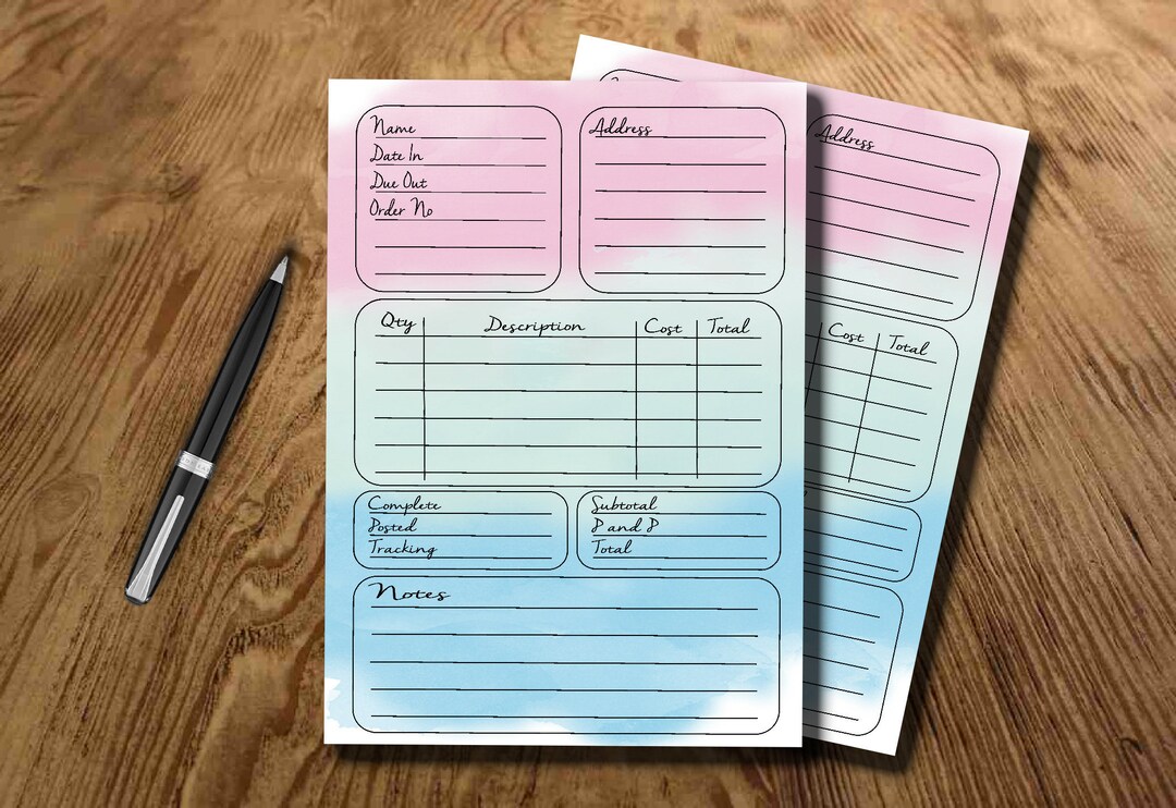 Order Sheet, Printable, Instant Download, A4, (11.6 X 8.2 Inches) Print ...