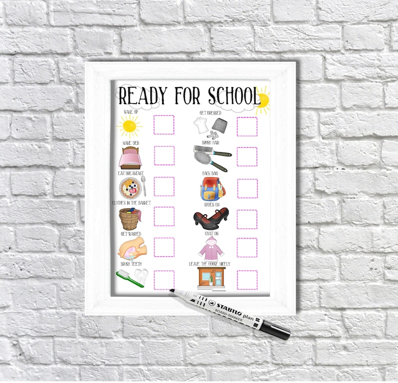 Ready for School Reward Chart Visual Schedule Girls Kids - Etsy