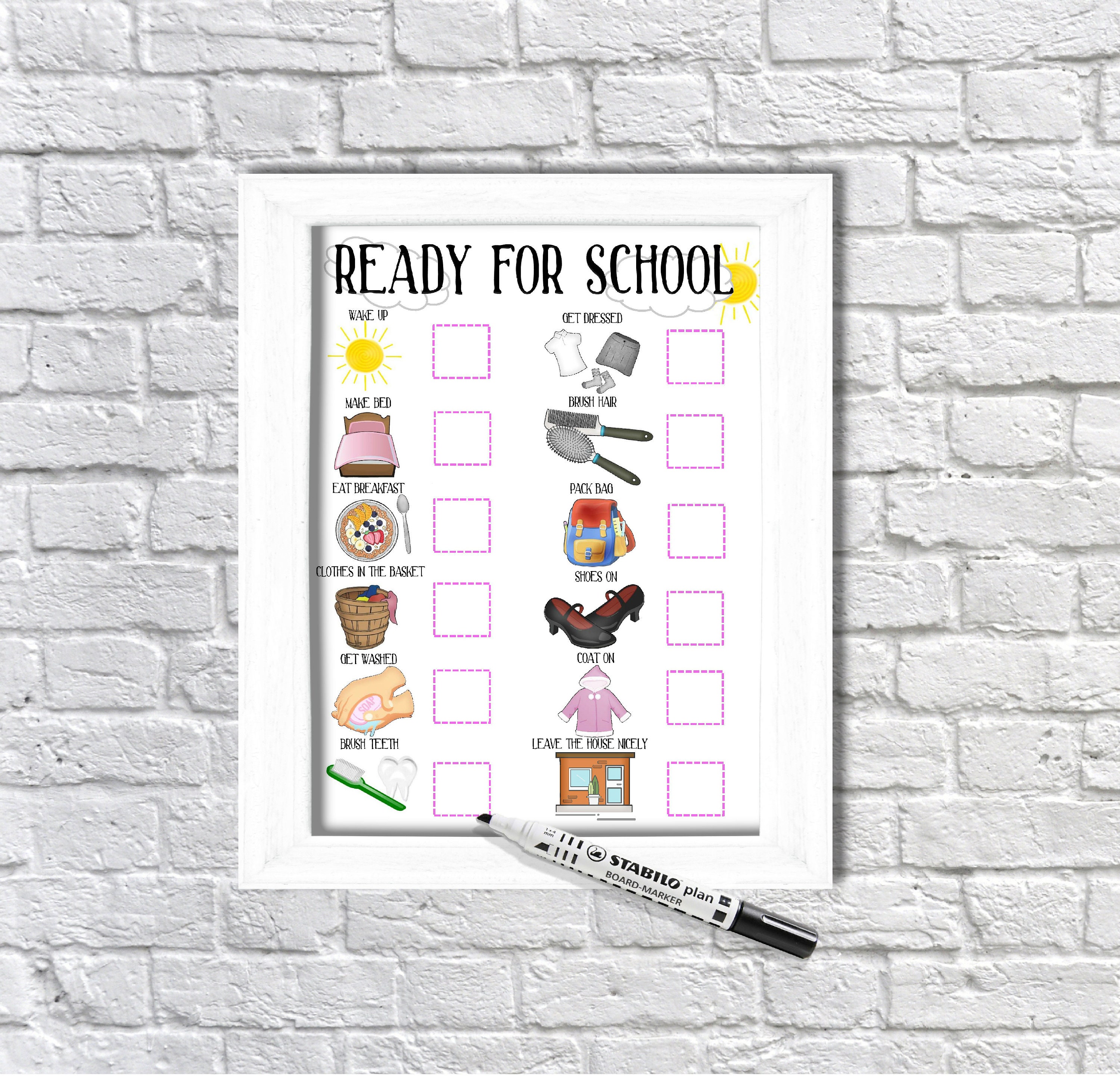 Ready for School Reward Chart Visual Schedule Girls Kids - Etsy UK