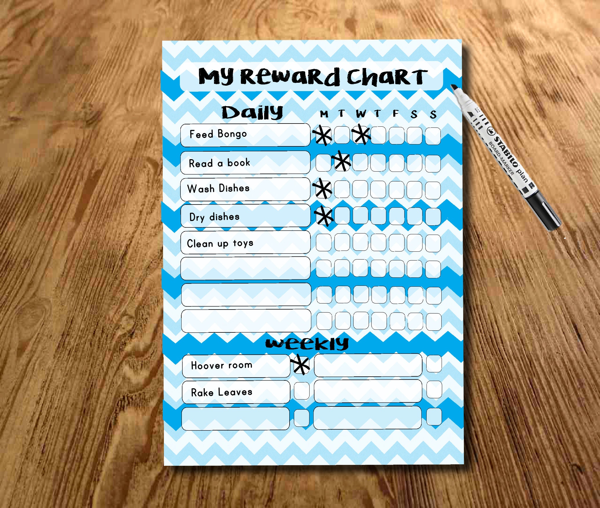 Kids Routine Chart Instant Download Edit at Home Star | Etsy