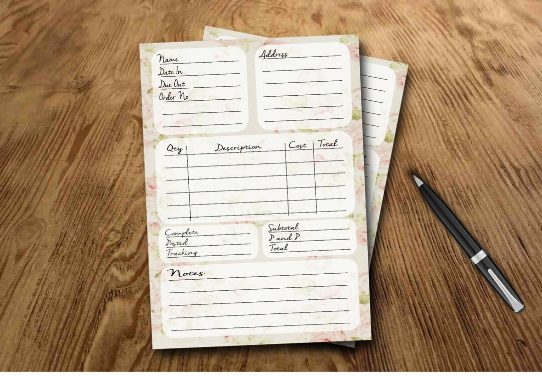 Order Sheet, Order Details, Sales Sheet, A4, (11.6 X 8.2 In) Instant ...