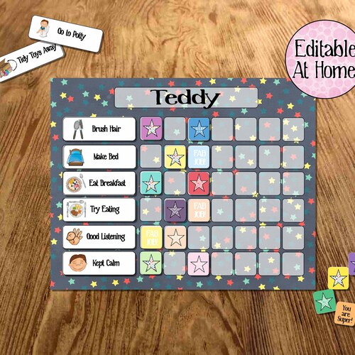 Kids Daily Routine Custom Reward Chart DIY Editable - Etsy UK
