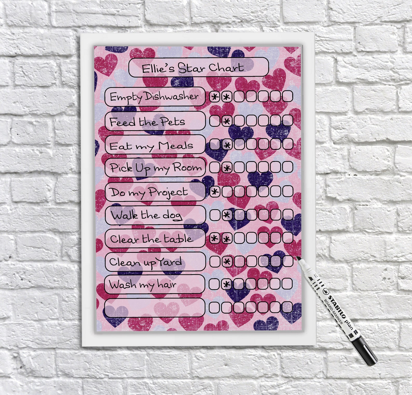 Girl's Reward Chart Editable at Home Printable Kids - Etsy UK