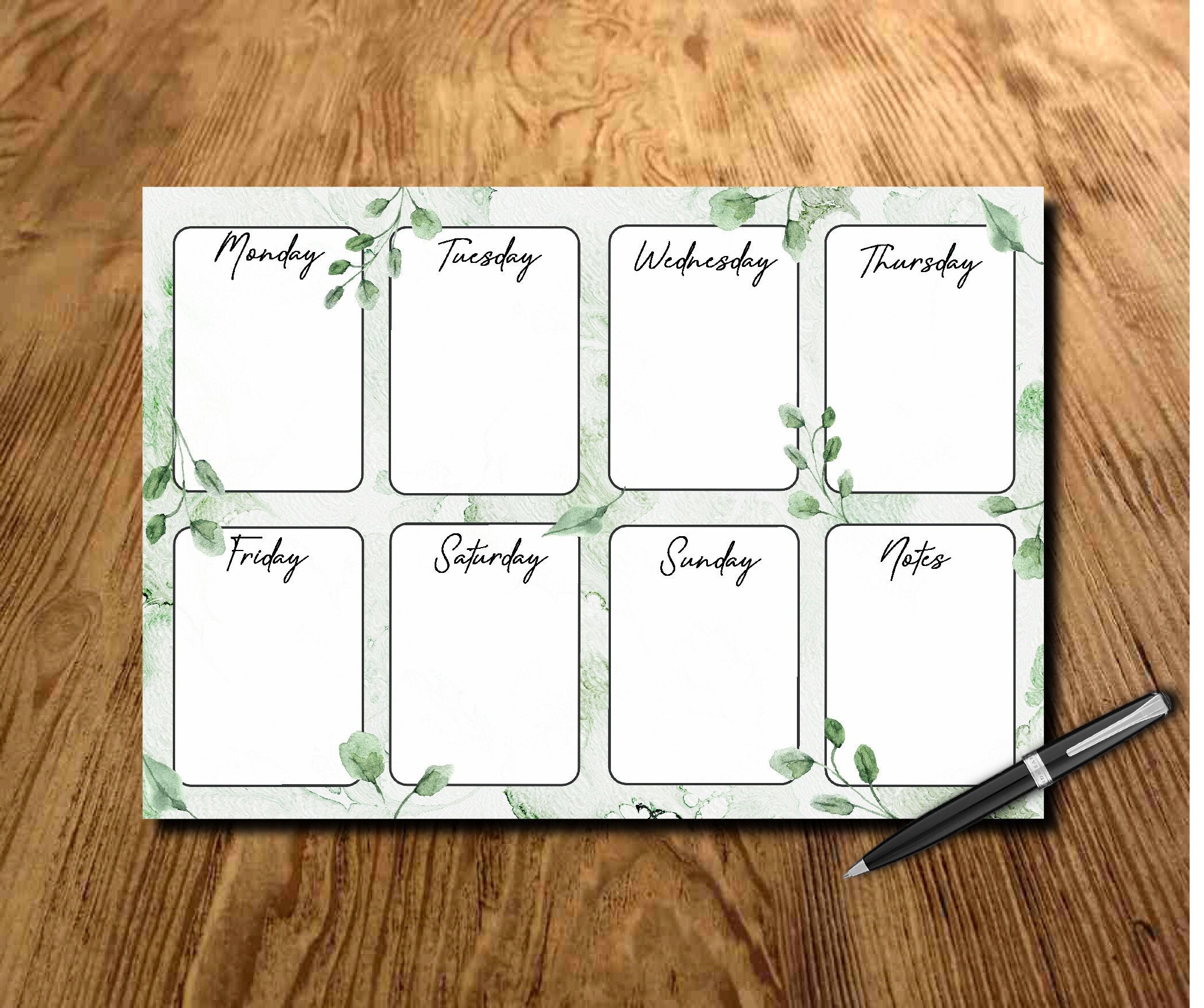 Weekly Planner Printable Digital Calendar Nature Leaves - Etsy