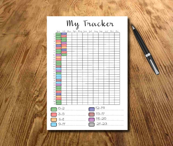 Tracker Year in Pixels Daily Tracker My Moods Bullet | Etsy