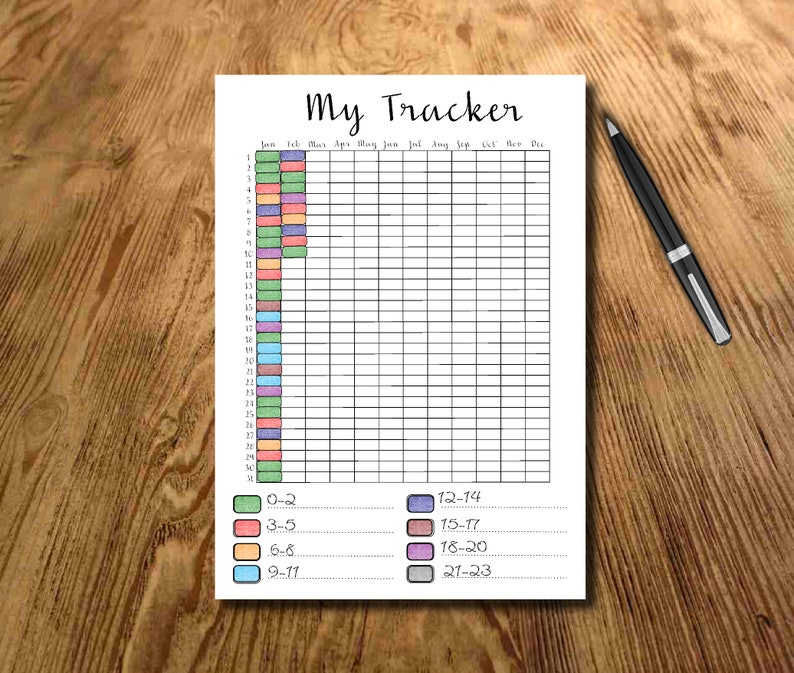 Tracker Year in Pixels Daily Tracker My Moods Bullet - Etsy