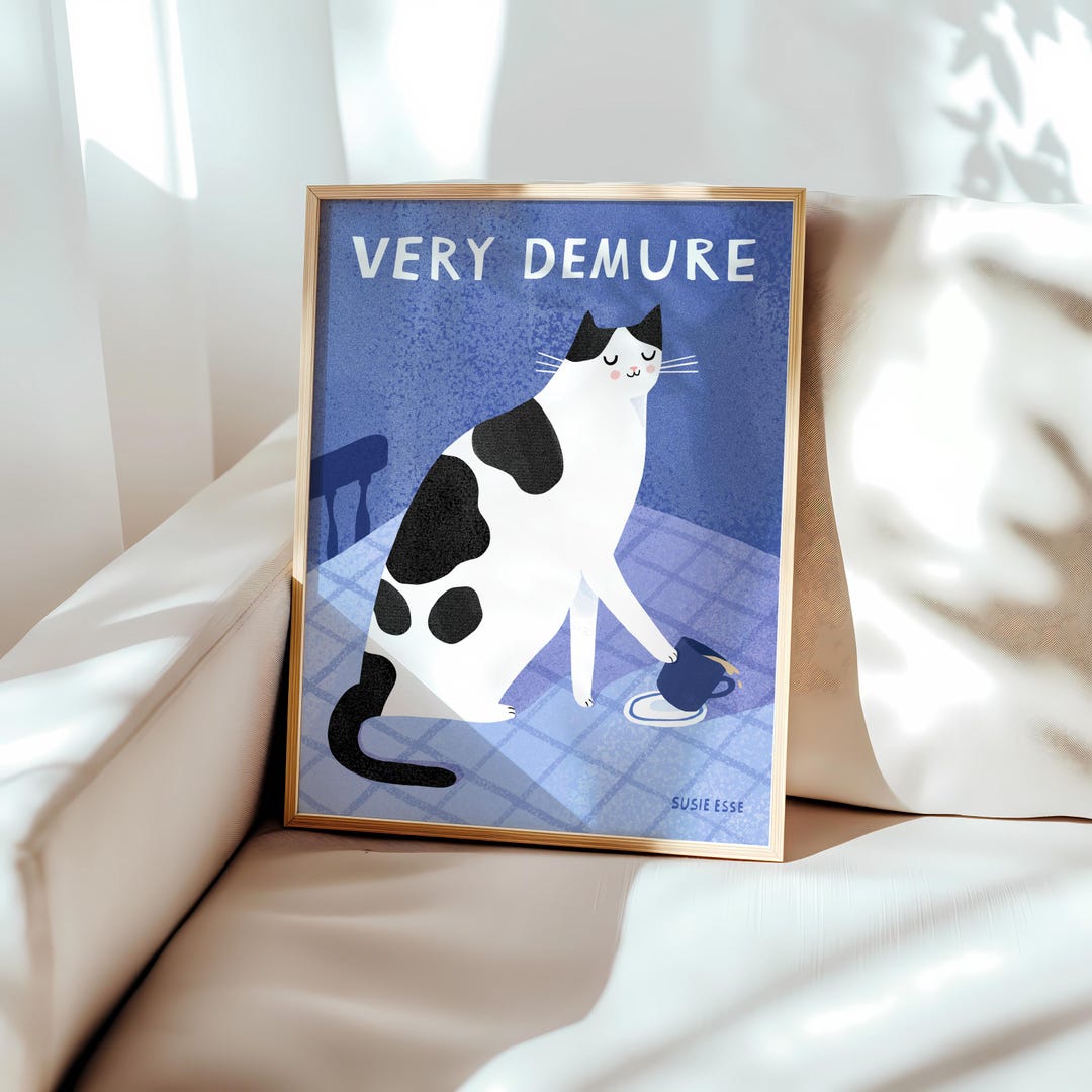 Very Demure Cat Blue Wall Art Physical Print 8x10 16x20 - Etsy