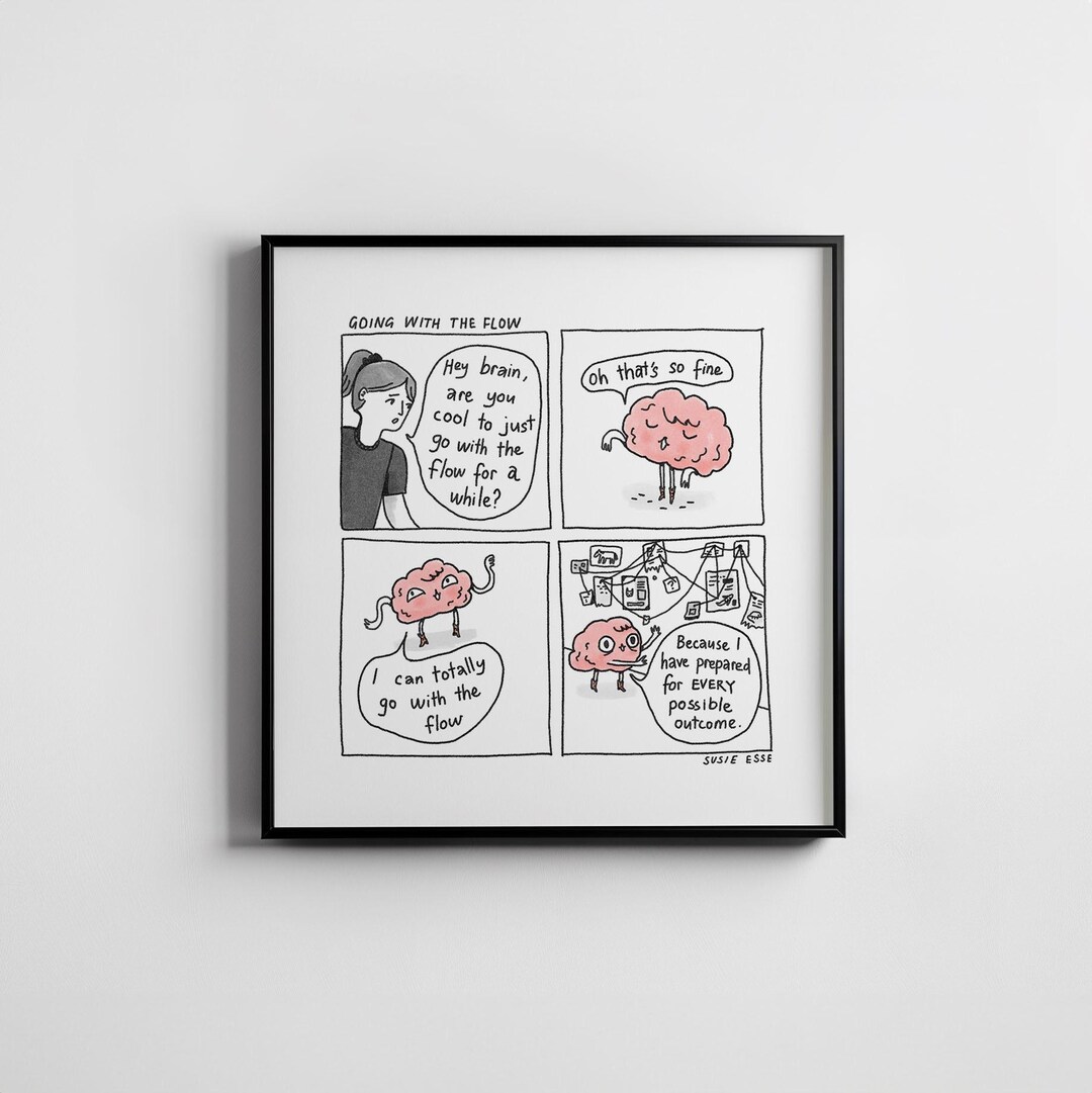 Go With the Flow Brain Comic by Susie Esse, Physical Art Print 10x10 - Etsy