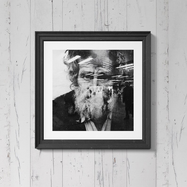 Double Exposure Poster Print Black and White Print - Etsy