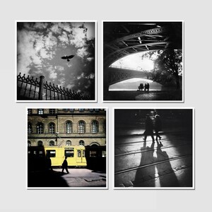 20 Postcard Set, Black and White Postcards, Square Postcards Package ...