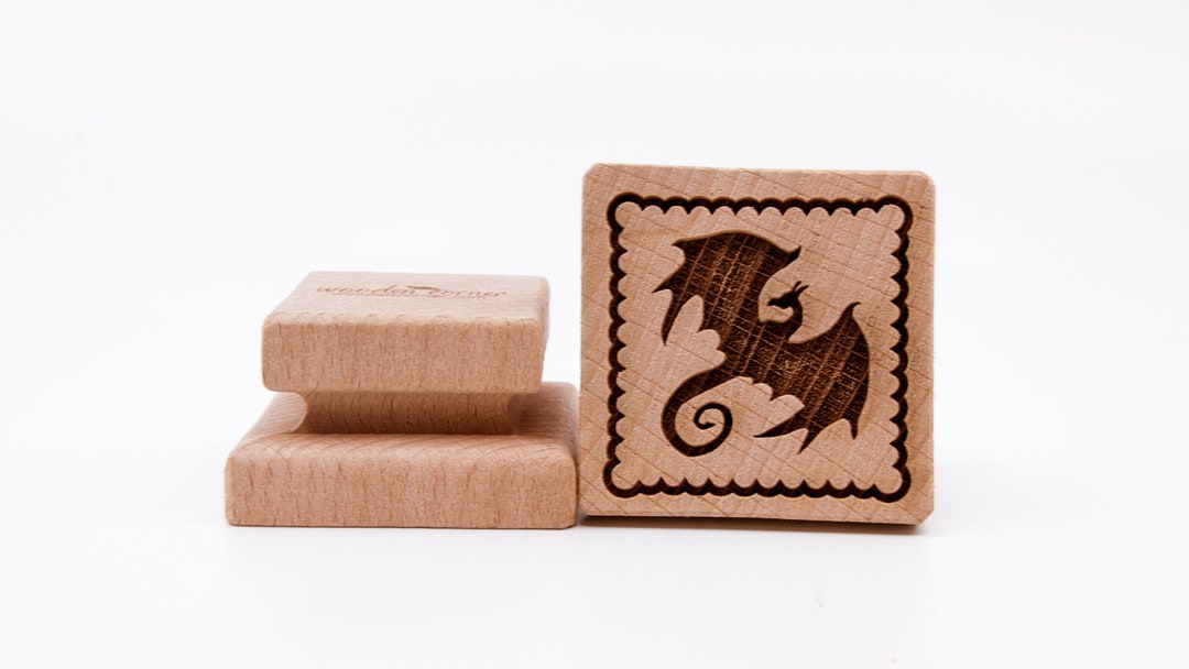 No. S167 DRAGON in THE POSITIVE, Wooden Stamp Deeply Engraved Halloween ...