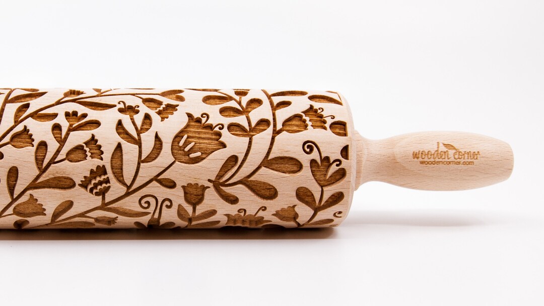 No. R327 LAVENDER FLOWERS - Big Size Rolling Pin, Engraved Rolling Pin ...