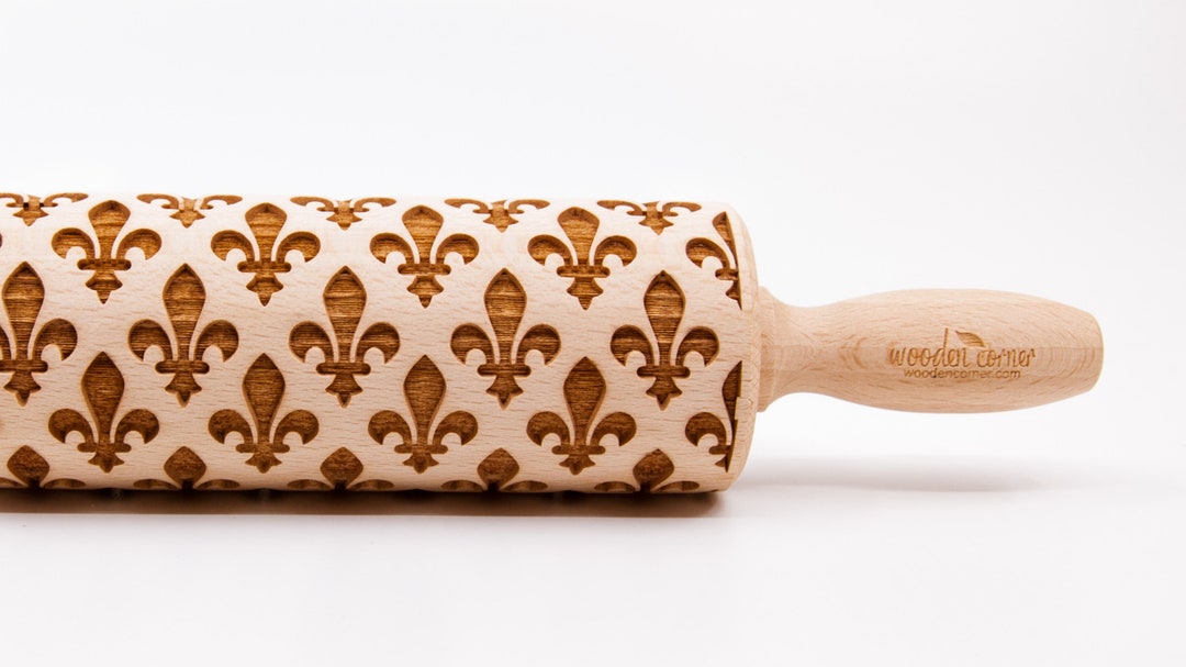 No. R323 THE LILY - Big Size Rolling Pin, Engraved Rolling Pin, Rolling ...