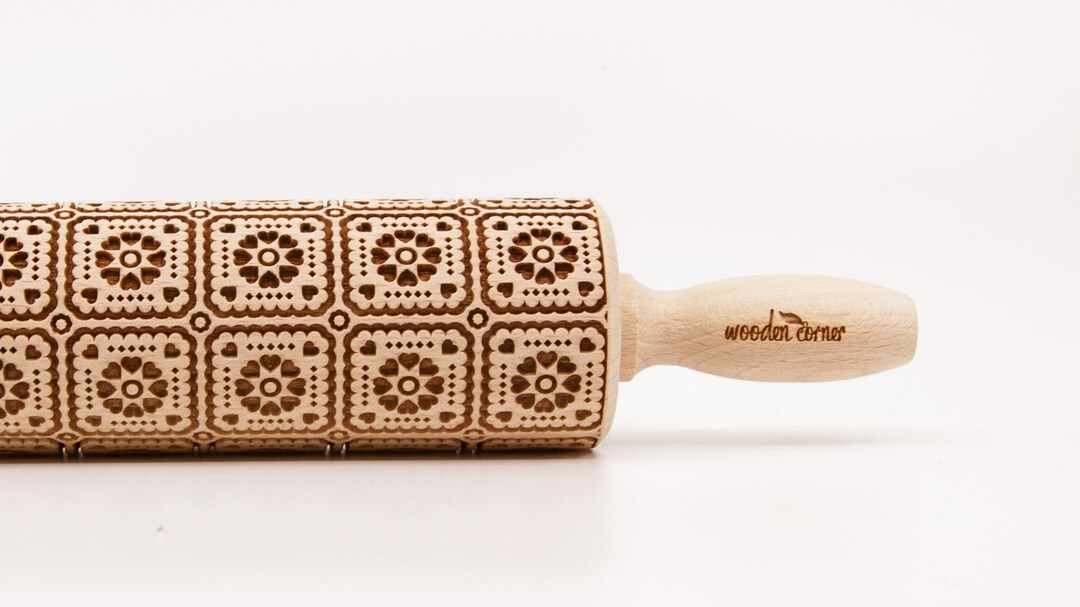 No. R276 Carpathian Rolling Pin, Embossed Rolling Pin, Wooden Roller ...