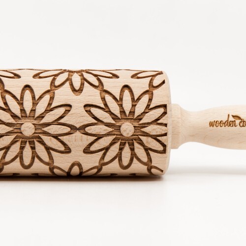 Flowers Embossed Rolling Pin Laser Engraved Patterned - Etsy