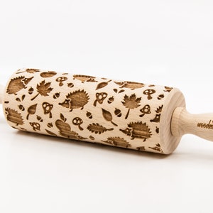 No. R183 HEDGEHOGS Pattern, Rolling Pin, Engraved Rolling, Rolling Pin ...