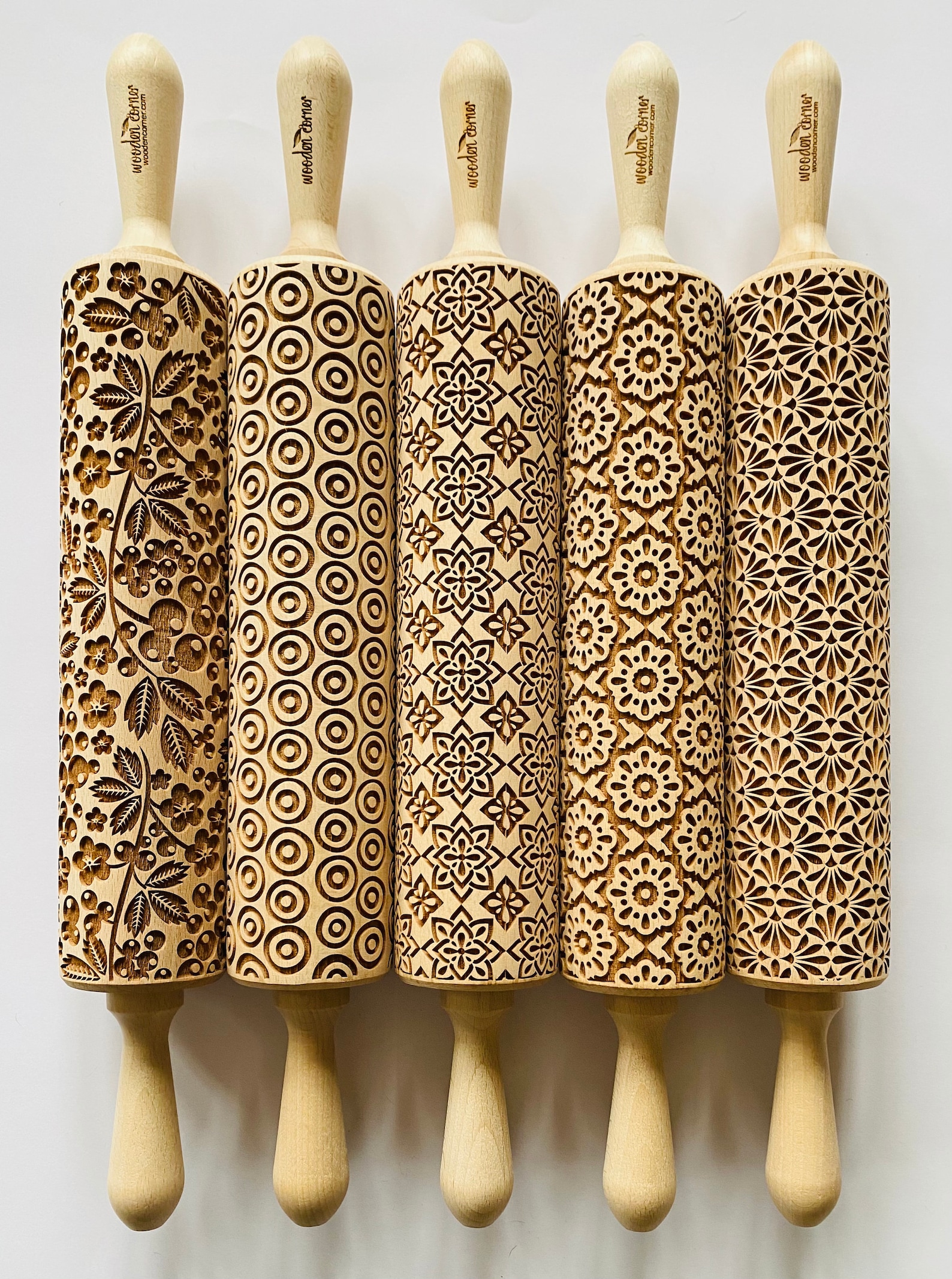 BIG Rolling Pins SET YOU Choose 5 of All Our Patterns - Etsy