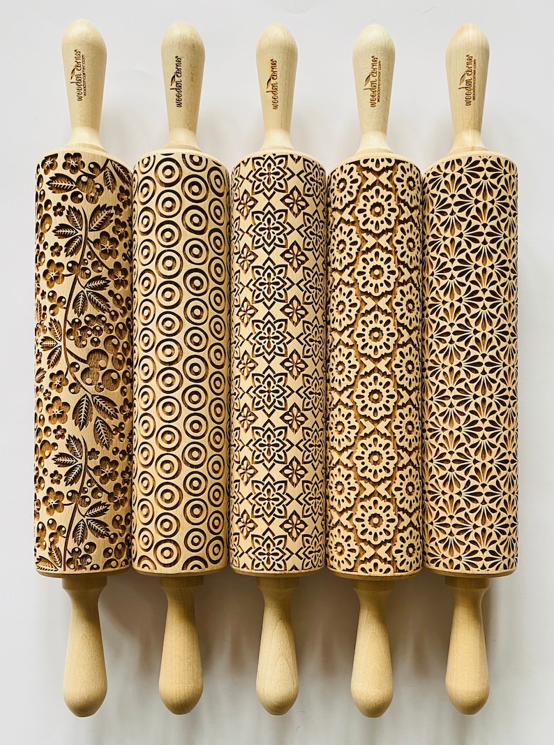 BIG Rolling Pins SET YOU Choose 5 of All Our Patterns - Etsy