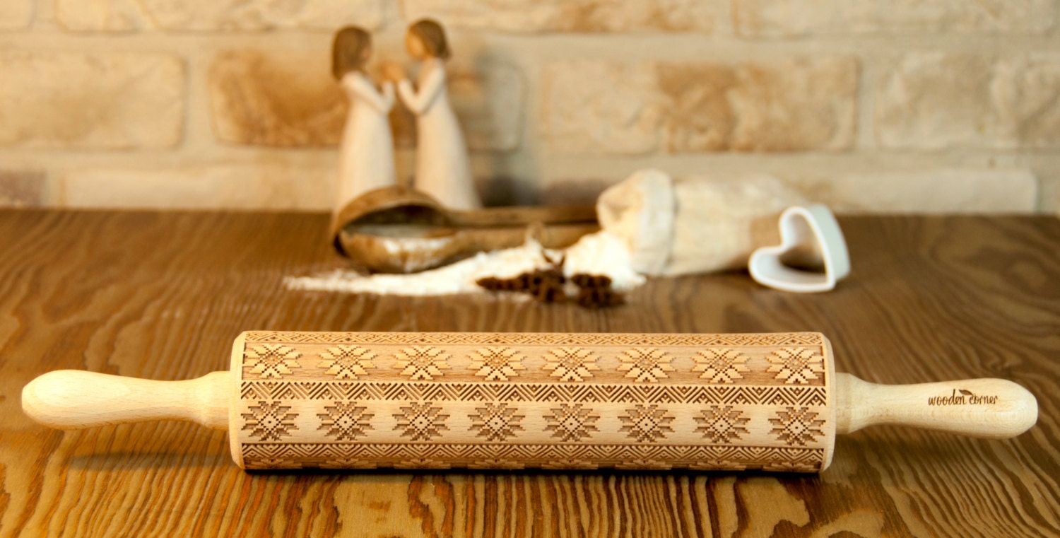 No. R046 NORWEGIAN PATTERN - Embossing Rolling pin, engraved rolling pin