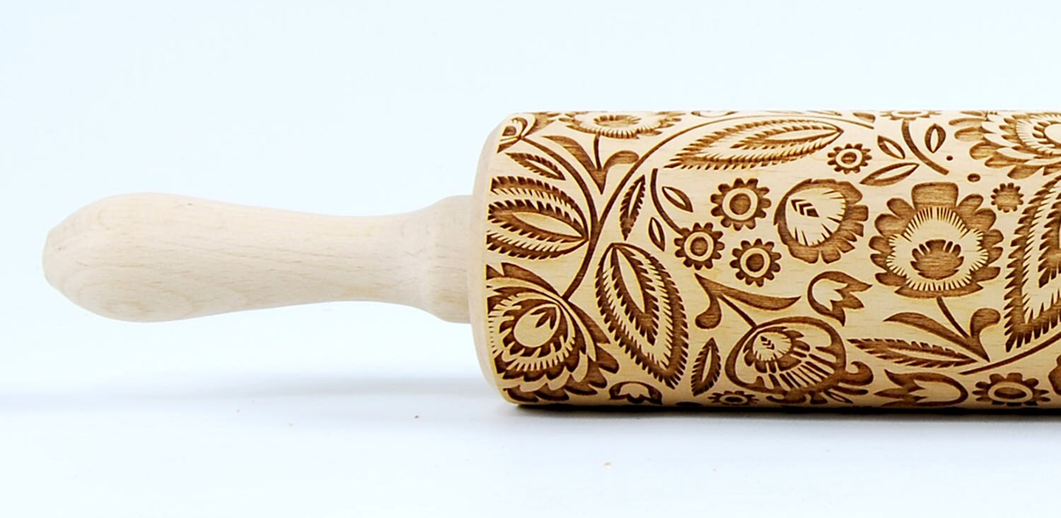 No. R004 Polish folk flowers I, folk flowers. Embossing Rolling pin ...