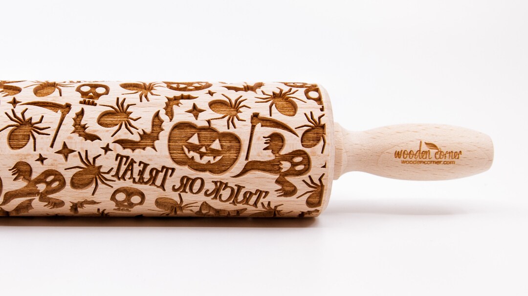 No. R052 HALLOWEEN - Engraved Rolling Pin, Embossing Rolling Pin - Etsy