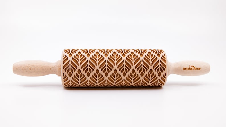 No. R251, ART DECO - Rolling Pin, Embossed Rolling Pin, Wooden Roller ...