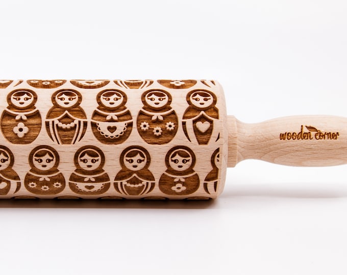 No. R106 Matryoshka Babushka Russian Dolls Embossing Rolling Pin ...