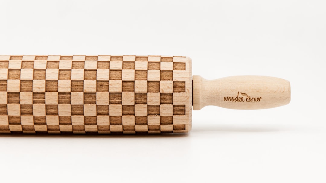 No. R057 SQUARES Pattern, Rolling Pin, Engraved Rolling, Rolling Pin ...