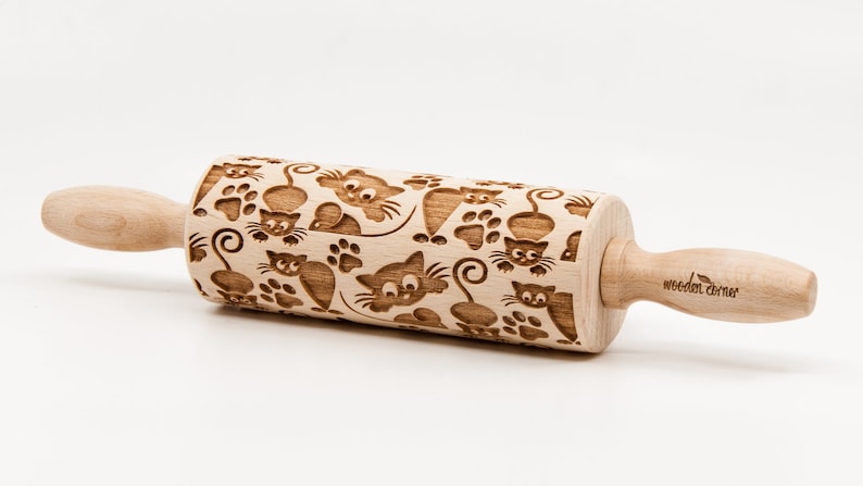 No. R091 CATS 6 Pattern Rolling Pin Engraved Rolling - Etsy