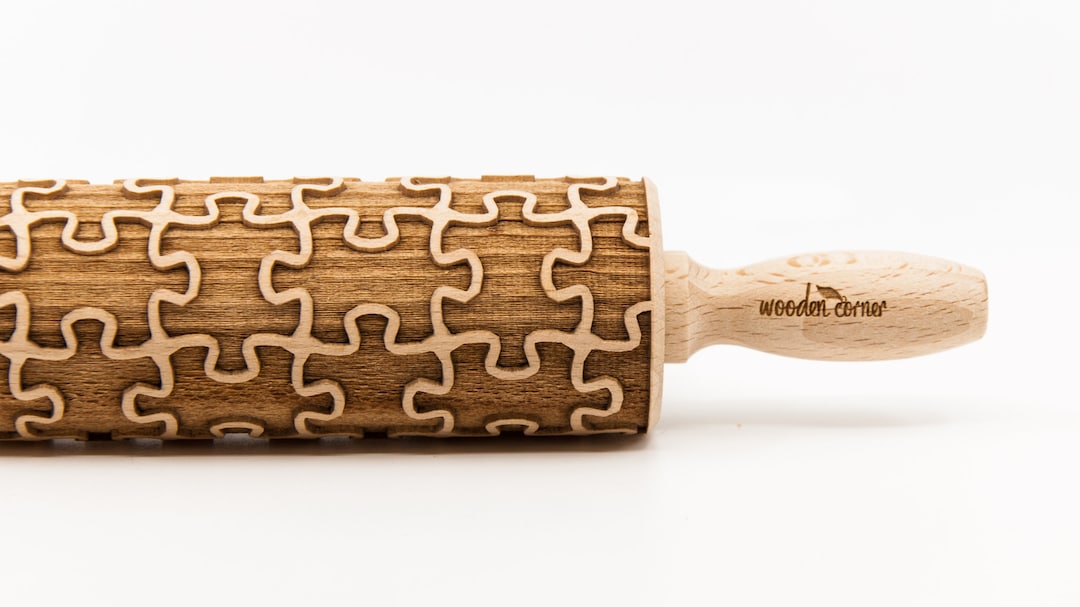 No. R155 PUZZLE Pattern, Rolling Pin, Engraved Rolling, Rolling Pin ...