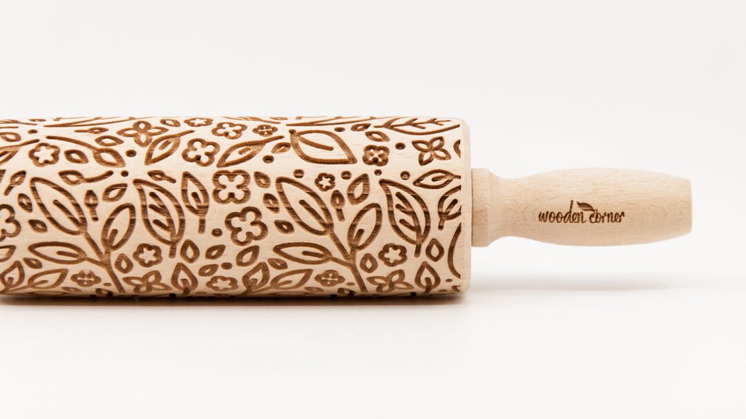 No. R154 SPRING PLANTS -pattern, Rolling Pin, Engraved Rolling, Rolling ...