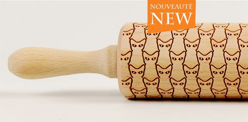 No. R097 CATS No. 2 Embossing rolling pin Engraved rolling pin | Etsy