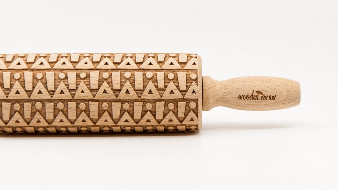 No. R145 GEOMETRIC 6 Pattern, Rolling Pin, Engraved Rolling, Rolling ...