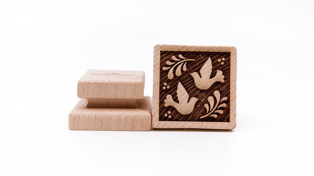 No. S127 DOVES OF PEACE 2, Wooden Stamp Deeply Engraved, Flowers Birds ...