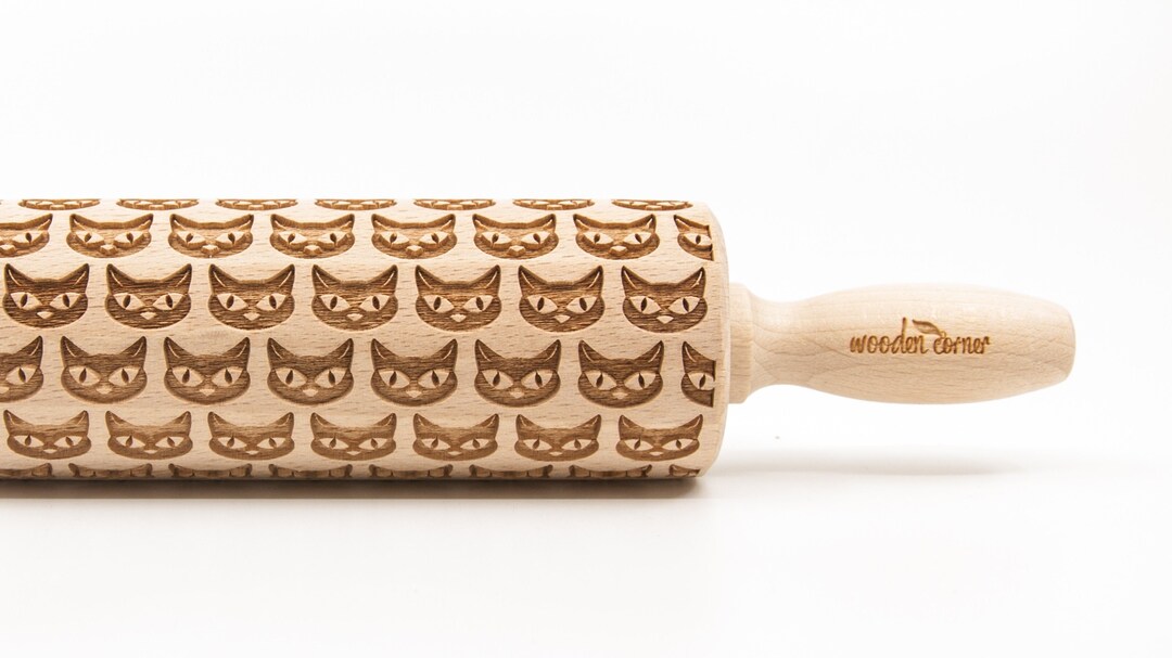 No. R095 CATS No. 3 Embossing Rolling Pin Engraved Rolling Pin Funny ...