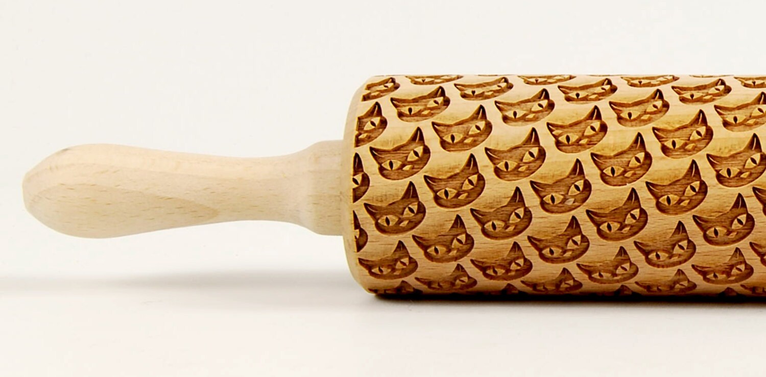 No. R095 CATS No. 3 Embossing rolling pin Engraved rolling pin Funny cats
