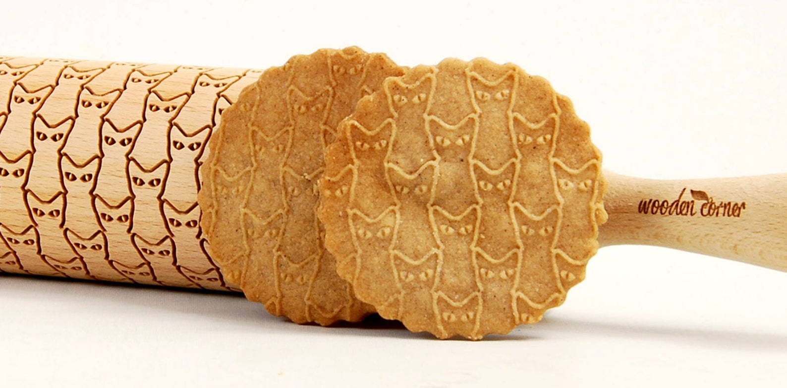 No. R097 CATS No. 2 Embossing Rolling Pin Engraved Rolling Pin Art Deco ...